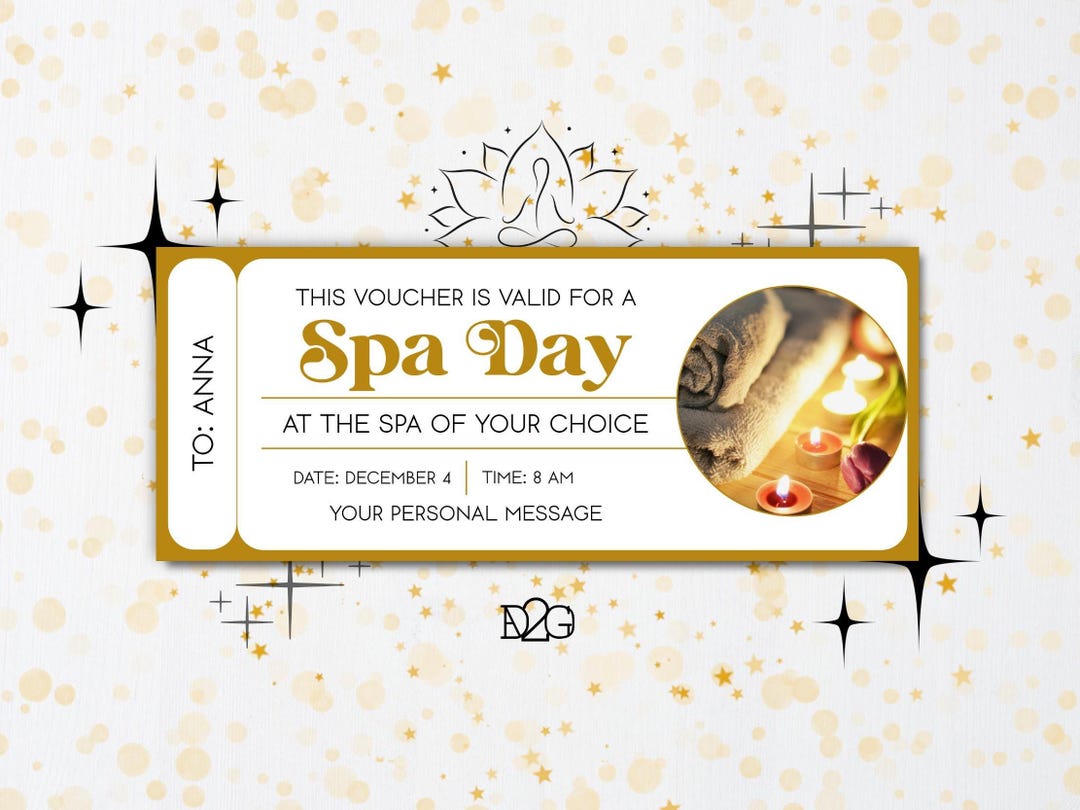 Spa Day Voucher Editable Spa Day Gift Certificate Template Printable ...