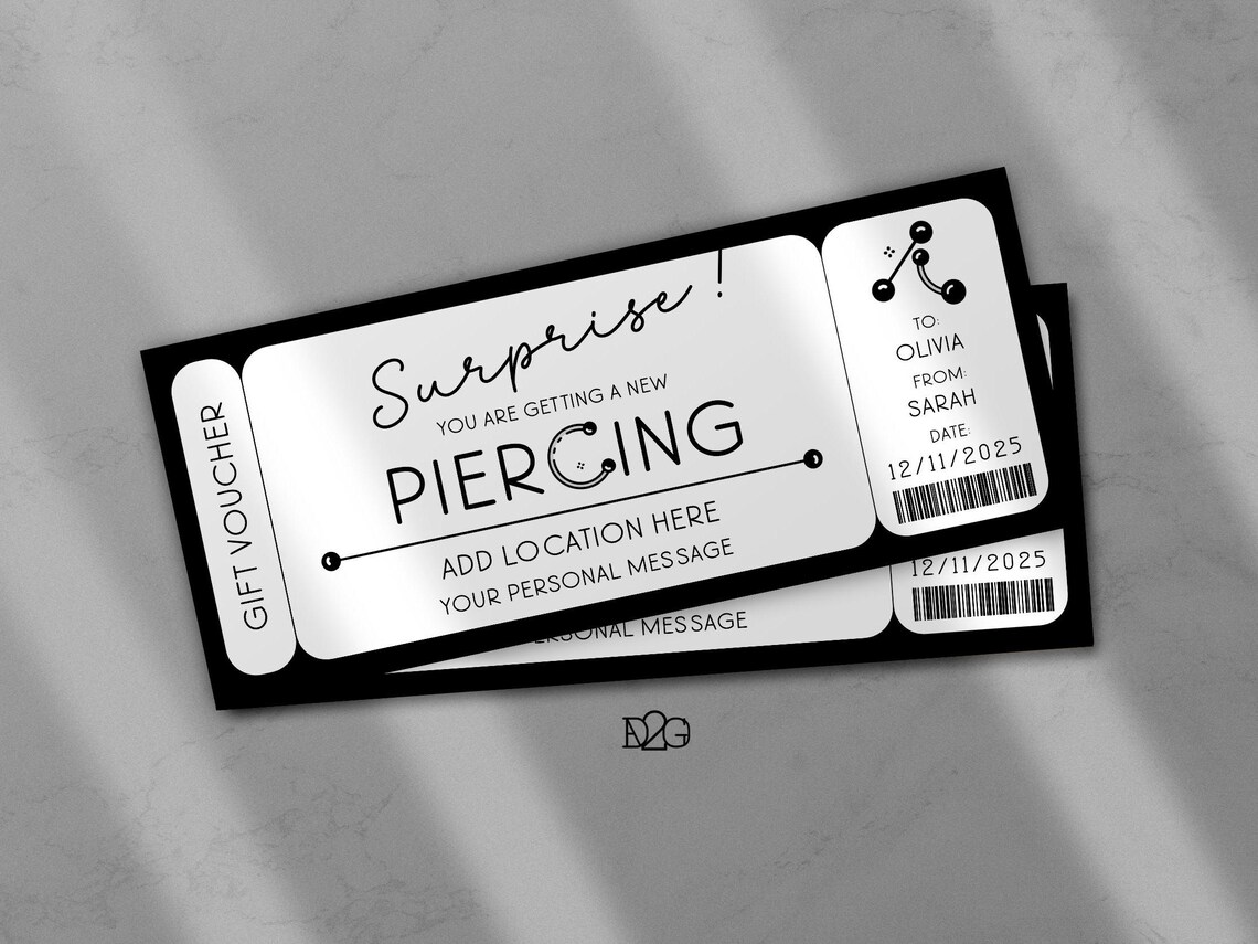 Piercing Voucher Custom Nose Piercing Gift Certificate Template 18th ...