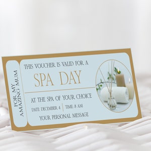 Spa Day Voucher Personalized Wellness Coupon Printable Gift Idea ...