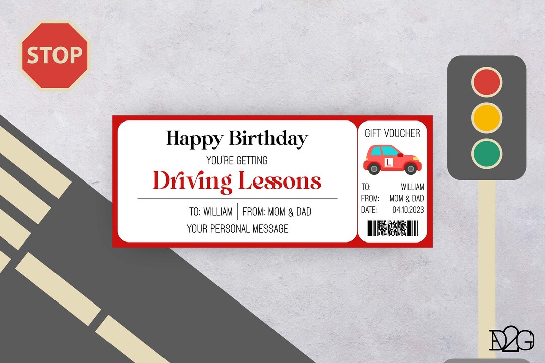 Driving Lessons Gift Certificate Editbale Driving School Lessons L17 18 ...