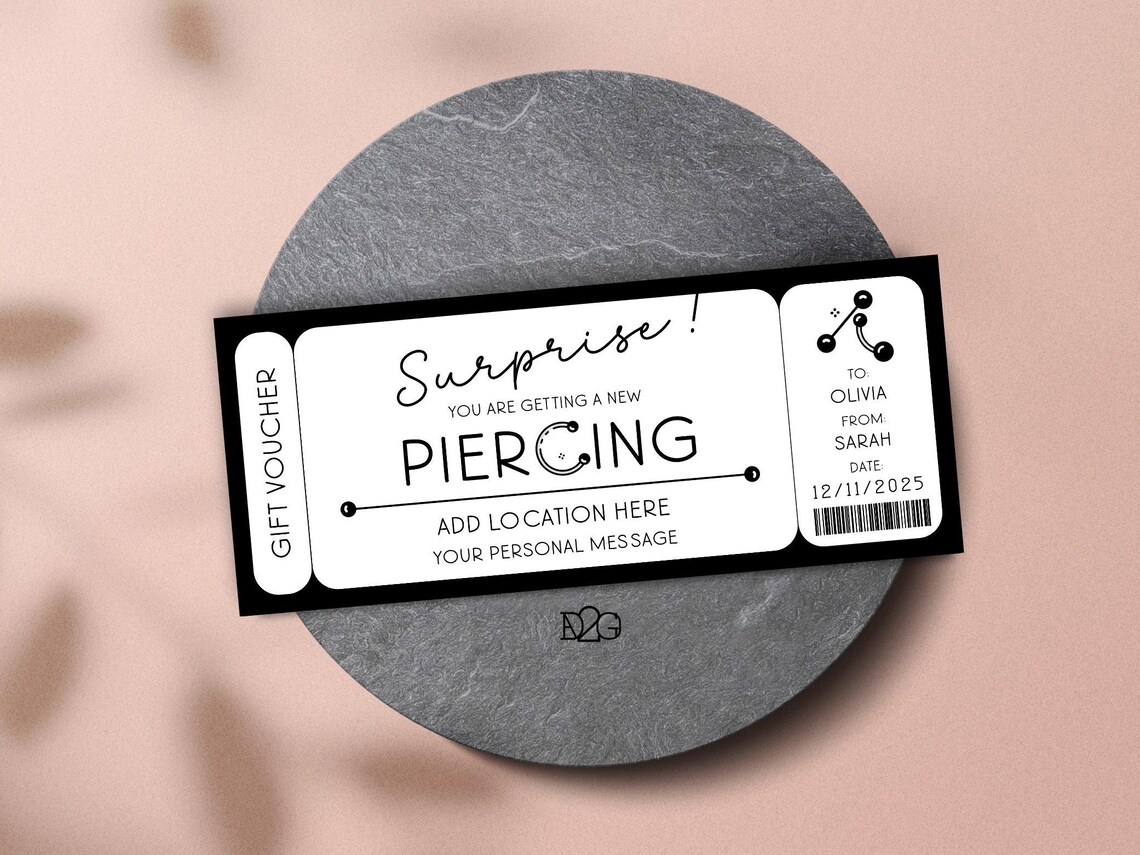 Piercing Voucher Custom Nose Piercing Gift Certificate Template 18th ...