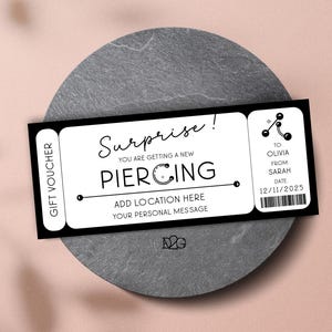 Piercing Voucher Custom Nose Piercing Gift Certificate Template 18th ...