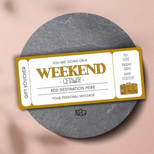Weekend Getaway Gift Certificate Template Romantic Weekend Surprise ...