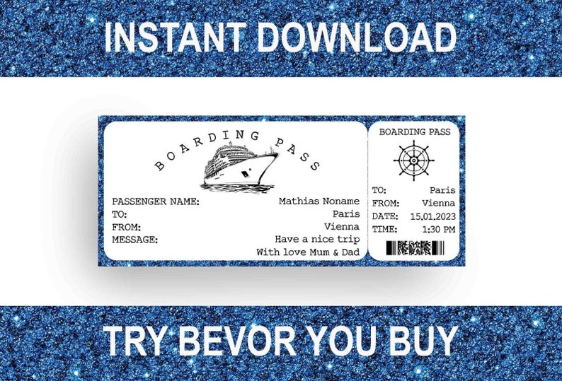 Boat Trip Voucher Personalise Ship Boarding Pass Fake Boat - Etsy
