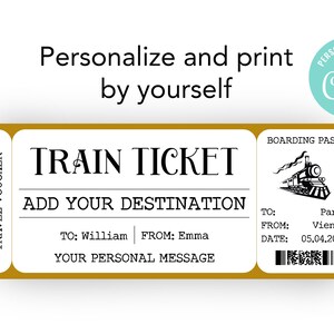 Train Ticket Template Travel Gift Coupon Printed Creative Personalized ...