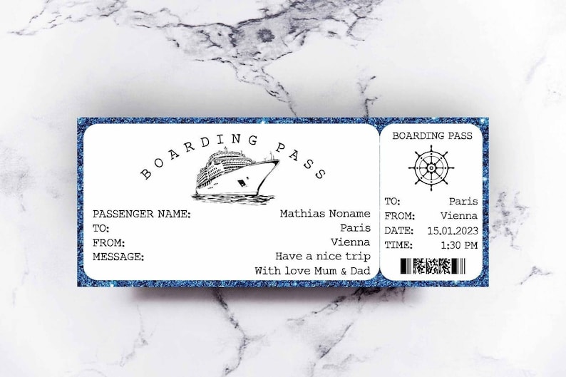 Boat Trip Voucher Personalise Ship Boarding Pass Fake Boat - Etsy