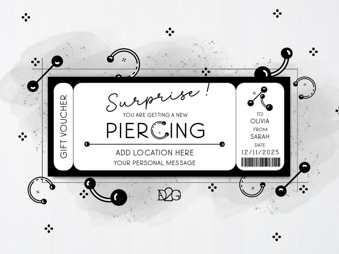 Piercing Voucher Custom Nose Piercing Gift Certificate Template 18th ...