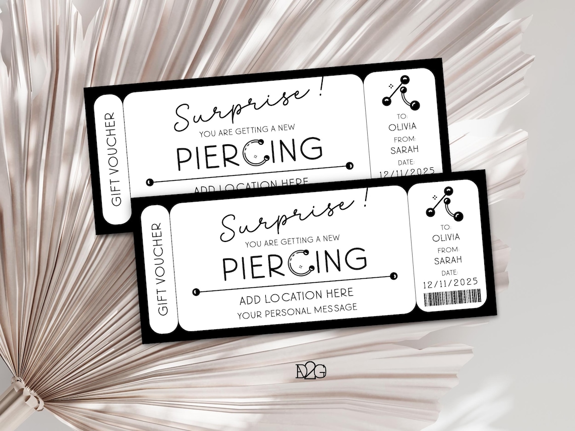 Piercing Voucher Custom Nose Piercing Gift Certificate Template 18th ...