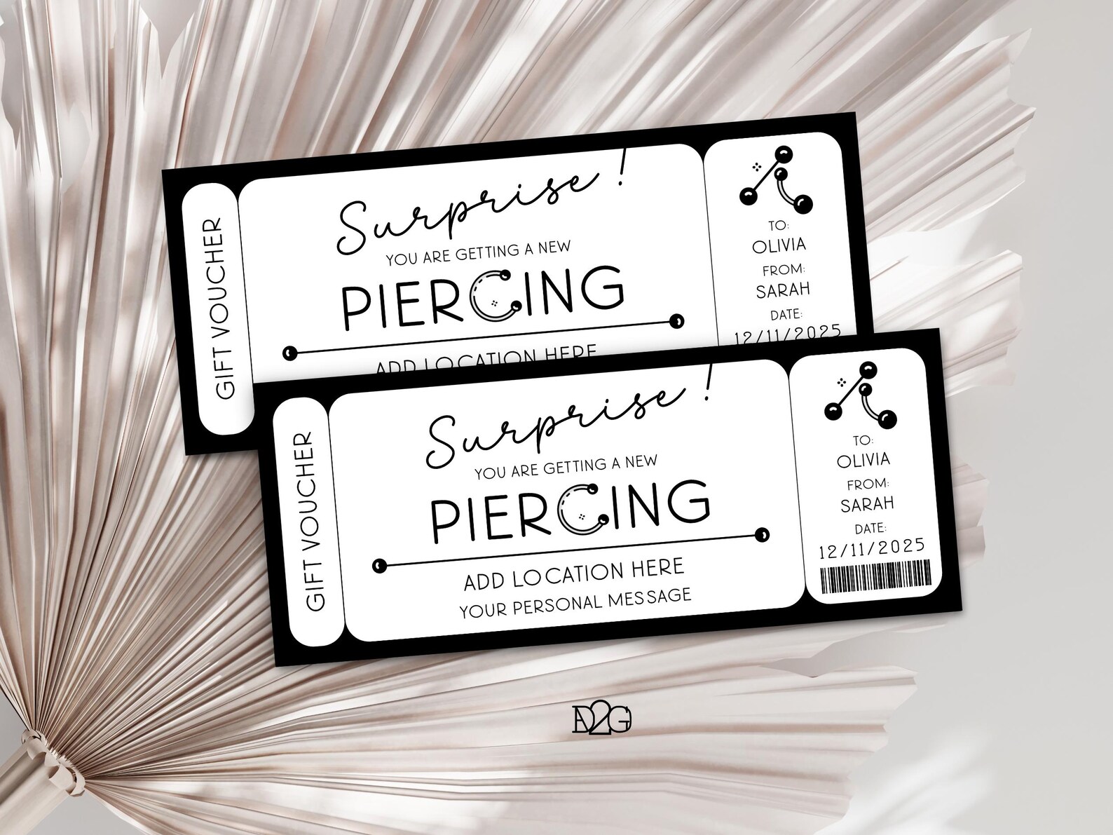 Piercing Voucher Custom Nose Piercing Gift Certificate Template 18th ...