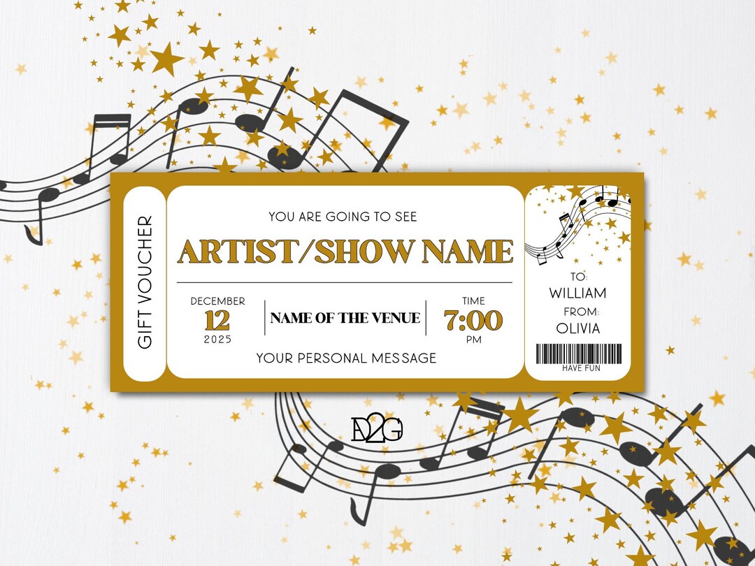 Concert Ticket Template Music Festival Invitation Musical Theatre Gifts ...