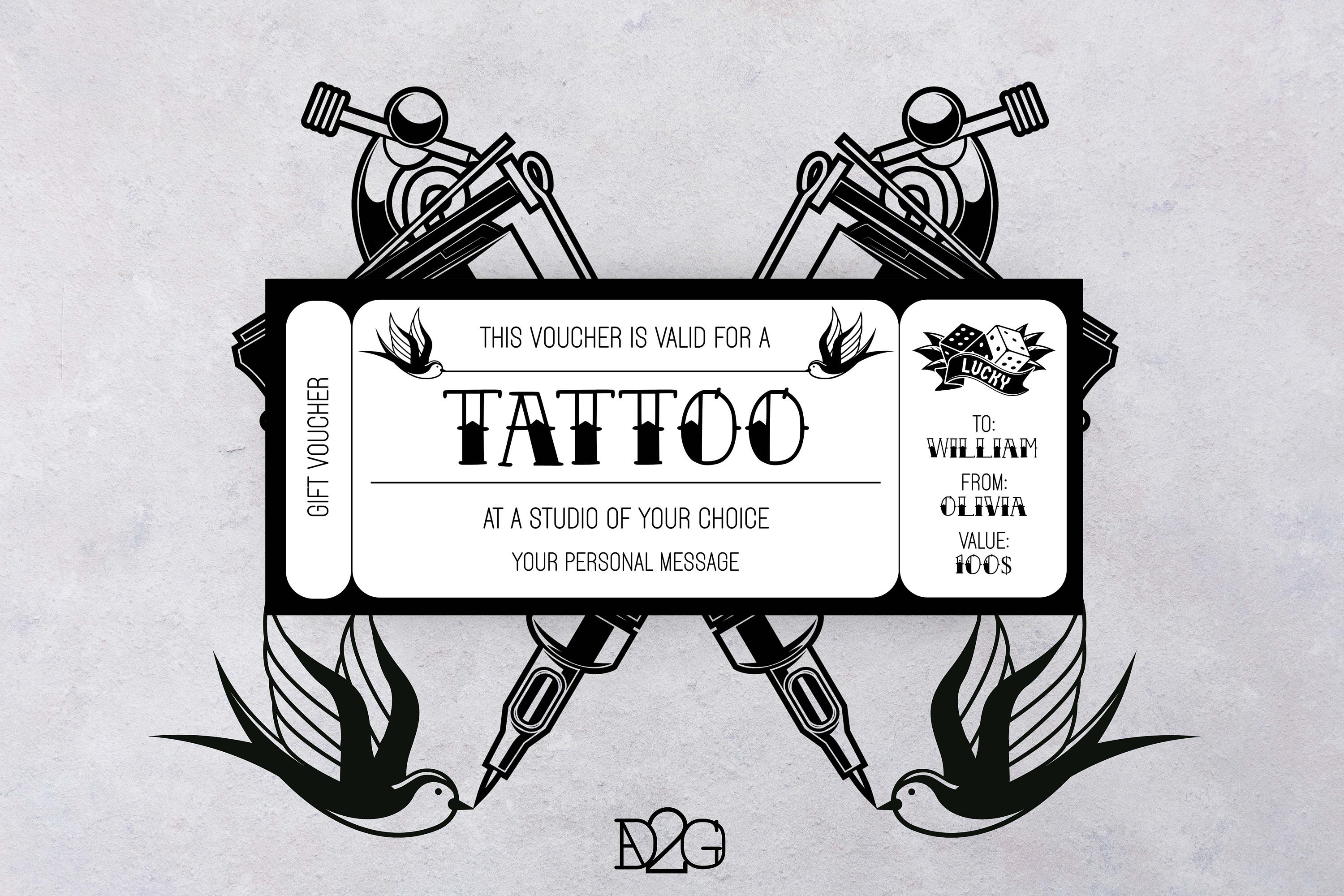 Tattoo Ticket Gift Certificate Template Creative Personalized Gifts ...