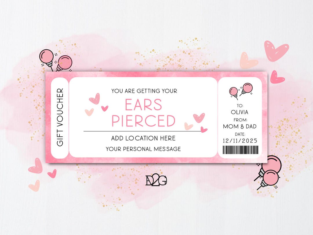 Piercing Voucher Ear Piercing Gift Certificate Template Septum Ring ...