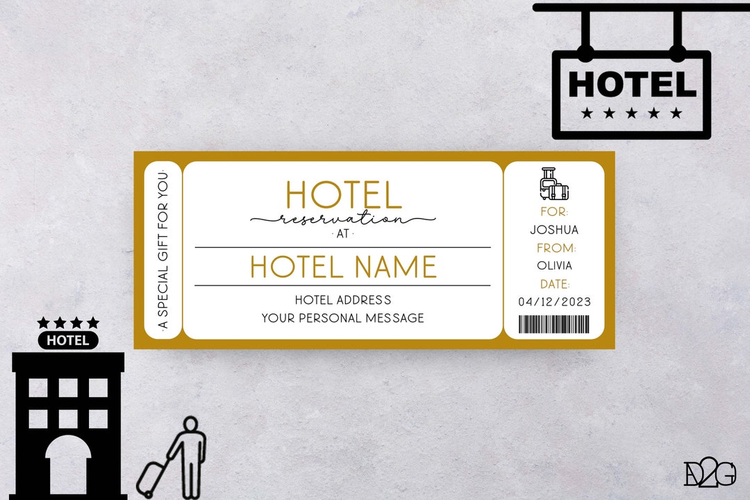 Hotel Voucher Gift Certificate Hotel Reservation Surprise Trip Reveal ...
