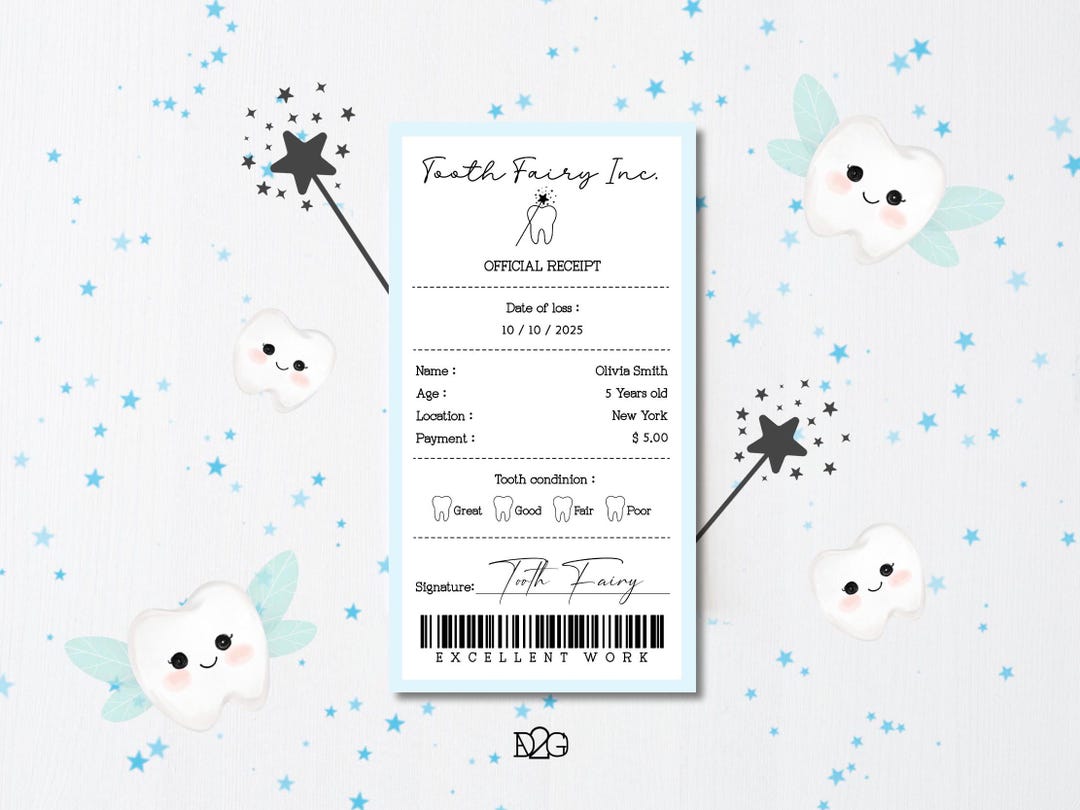 Tooth Fairy Receipt First Tooth Personalized Tooth Fairy Certificate ...