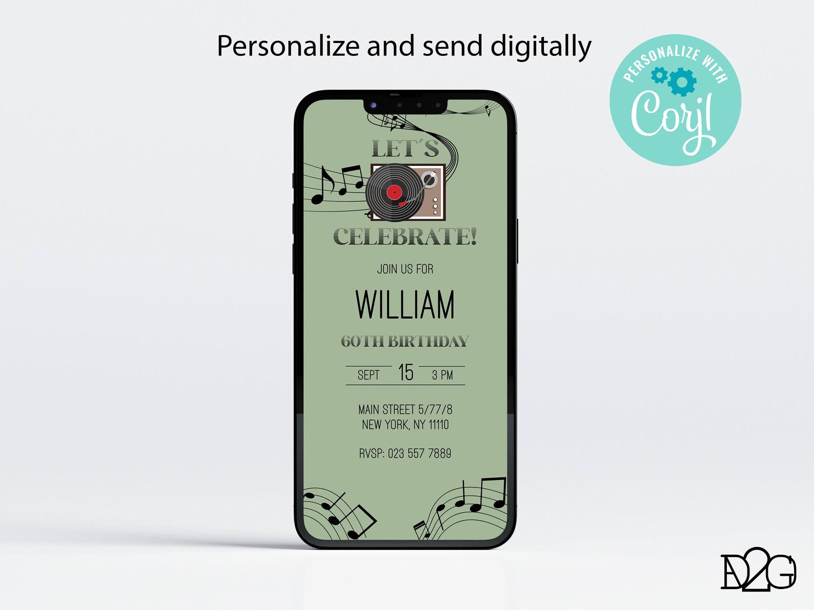 Record Player Birthday Party Digital Invitation Personalised Vinyl ...