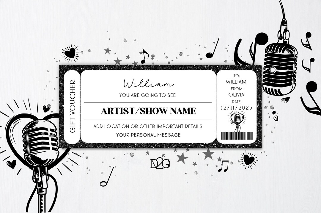 Concert Ticket Template Music Festival Invitation Musical Theatre Gifts ...