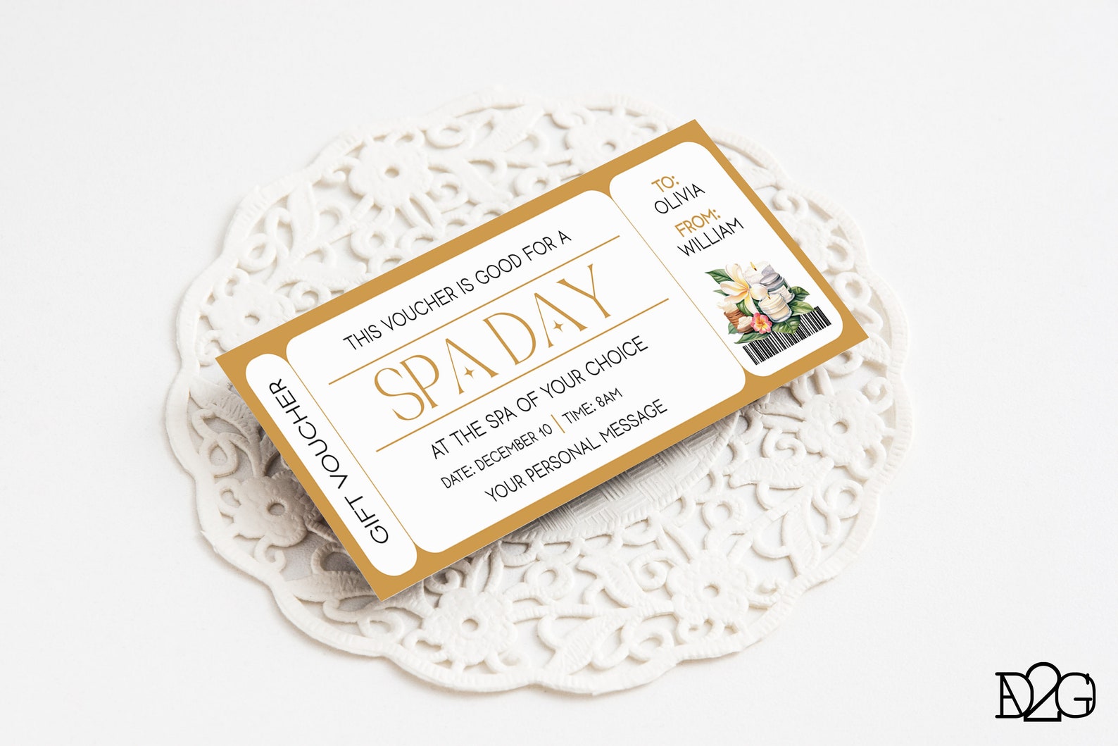Spa Day Voucher Get Well Gift Certificate Golden Ticket Template Stress ...