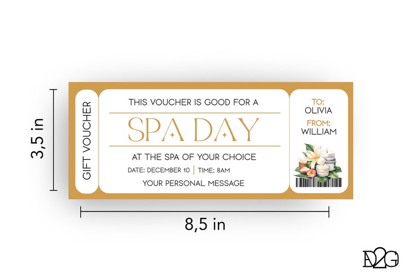 Spa Day Voucher Get Well Gift Certificate Golden Ticket Template Stress ...
