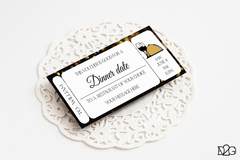 Dinner Date Gift Certificate Template Creative Personalized Gifts ...