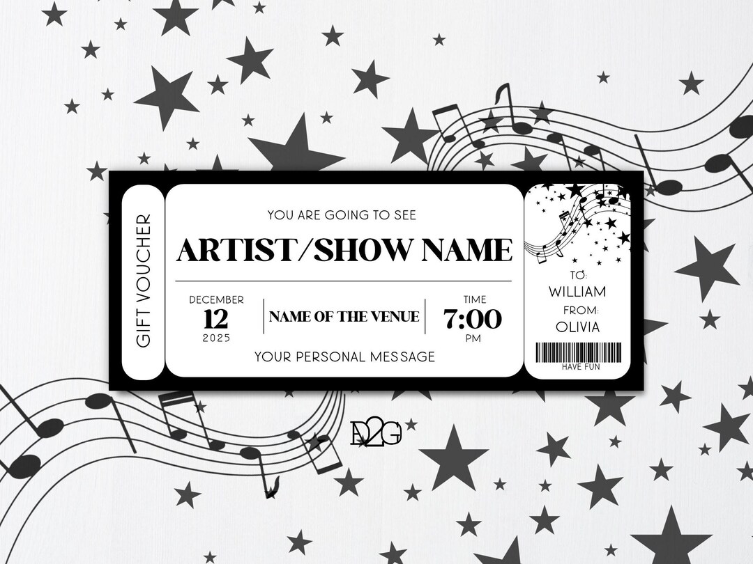 Concert Ticket Template Music Festival Invitation Musical Theatre Gifts ...