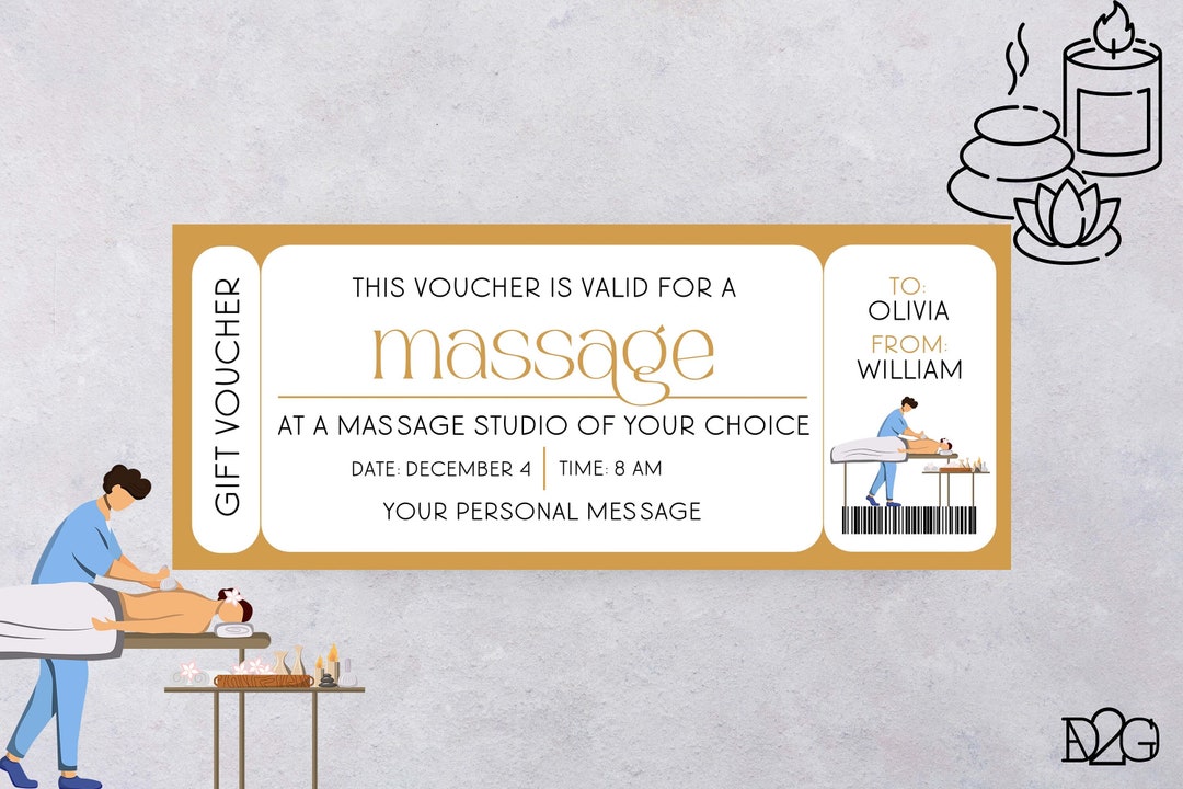 Massage Voucher Gift Certificate Massage Therapy Art Printable Massage ...