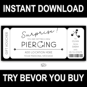 Piercing Voucher Custom Nose Piercing Gift Certificate Template 18th ...