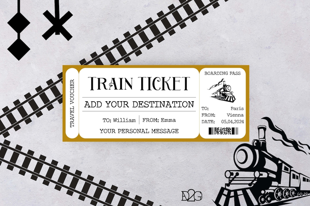 Train Ticket Template Travel Gift Coupon Printed Creative Personalized ...