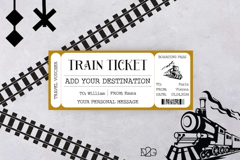 Train Ticket Template Travel Gift Coupon Printed Creative Personalized ...