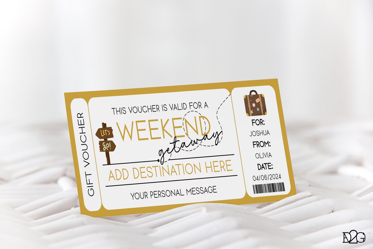 Weekend Getaway Ticket Gift Certificate Template Creative Personalized ...