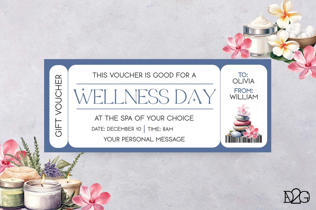 Wellness Voucher Get Well Gift Certificate Ticket Template Stress ...