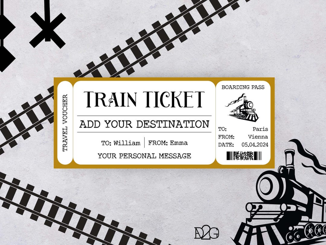 Train Ticket Template Travel Gift Coupon Printed Creative Personalized ...