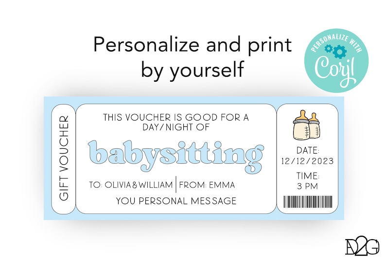 Babysitting Voucher Gift Certificate Template Babysitting Coupons for ...