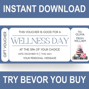 Wellness Voucher Get Well Gift Certificate Ticket Template Stress ...