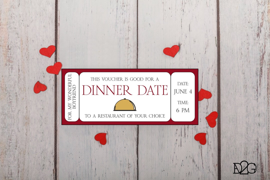 Dinner Date Voucher Personalized Printable Gift Coupon for - Etsy