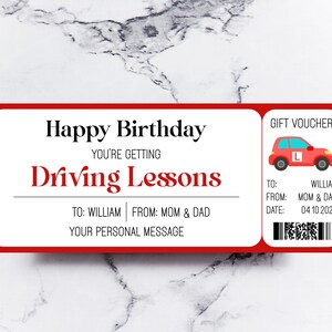 Driving Lessons Gift Certificate Editbale Driving School Lessons L17 18 ...