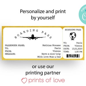 Aircraft Surprise - Personalise Boarding Pass - Printable Airline ...