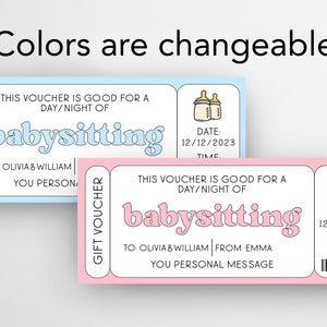 Babysitting Voucher Gift Certificate Template Babysitting Coupons for ...