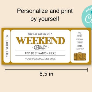 Weekend Getaway Gift Certificate Template Romantic Weekend Surprise ...