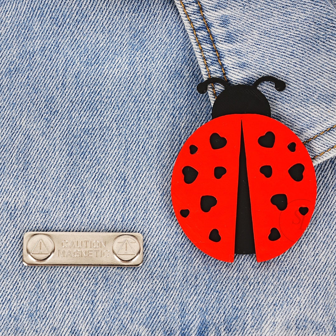 Ladybug Pin Brooch, Ladybug With Heart Pins, Magnetic Pins Badge, 3D ...