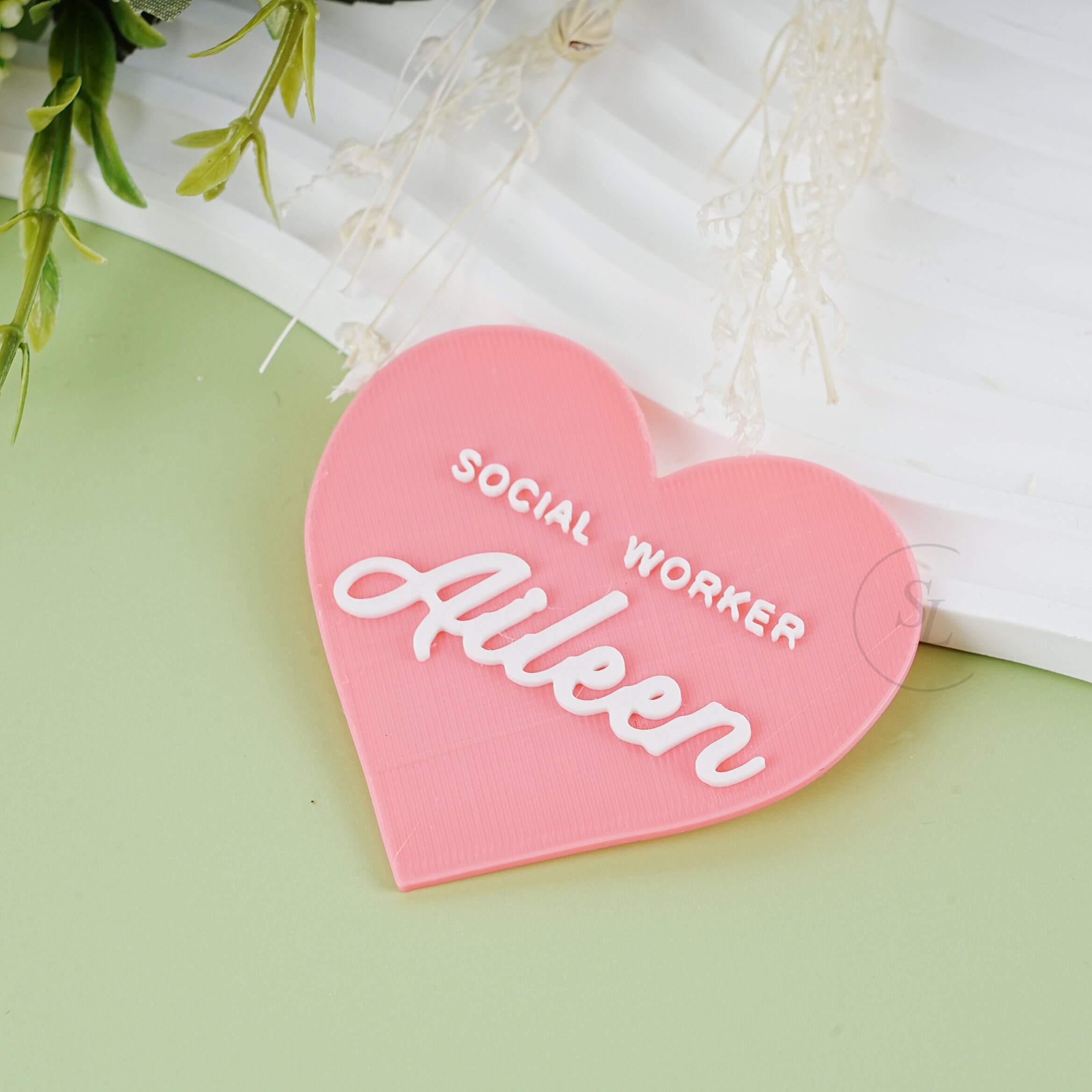 3D Printed Name Badge, Fun Heart Name Badge, Personalised Work Name Tag ...