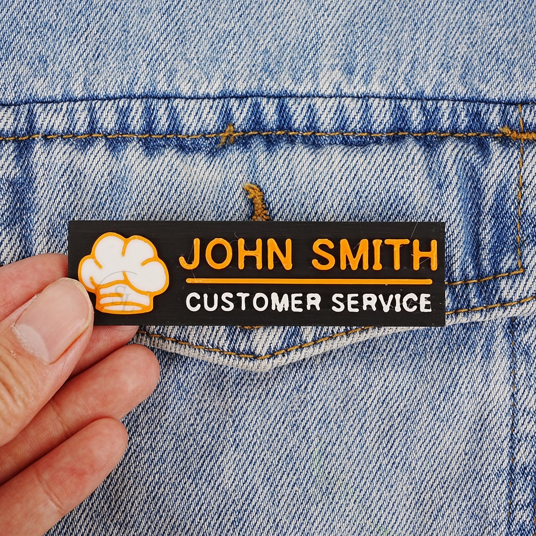 Personalized Chef Name Pin, Custom Magnetic Name Tag, 3D Printed Name ...