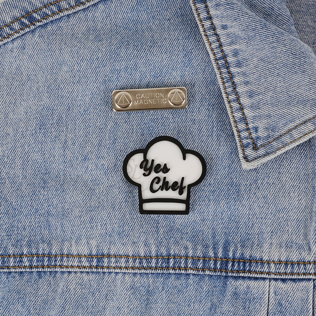 Personalised Chef Hat Name Tag, Yes Chef Work Name Badge, 3D Printed ...