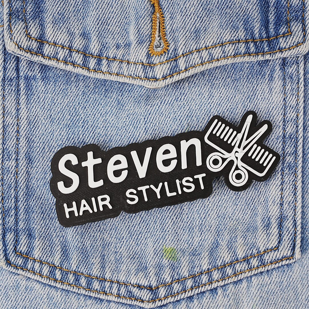 Hair Stylist Name Badge, Personalized Hair Salon Name Tag, Custom Name ...