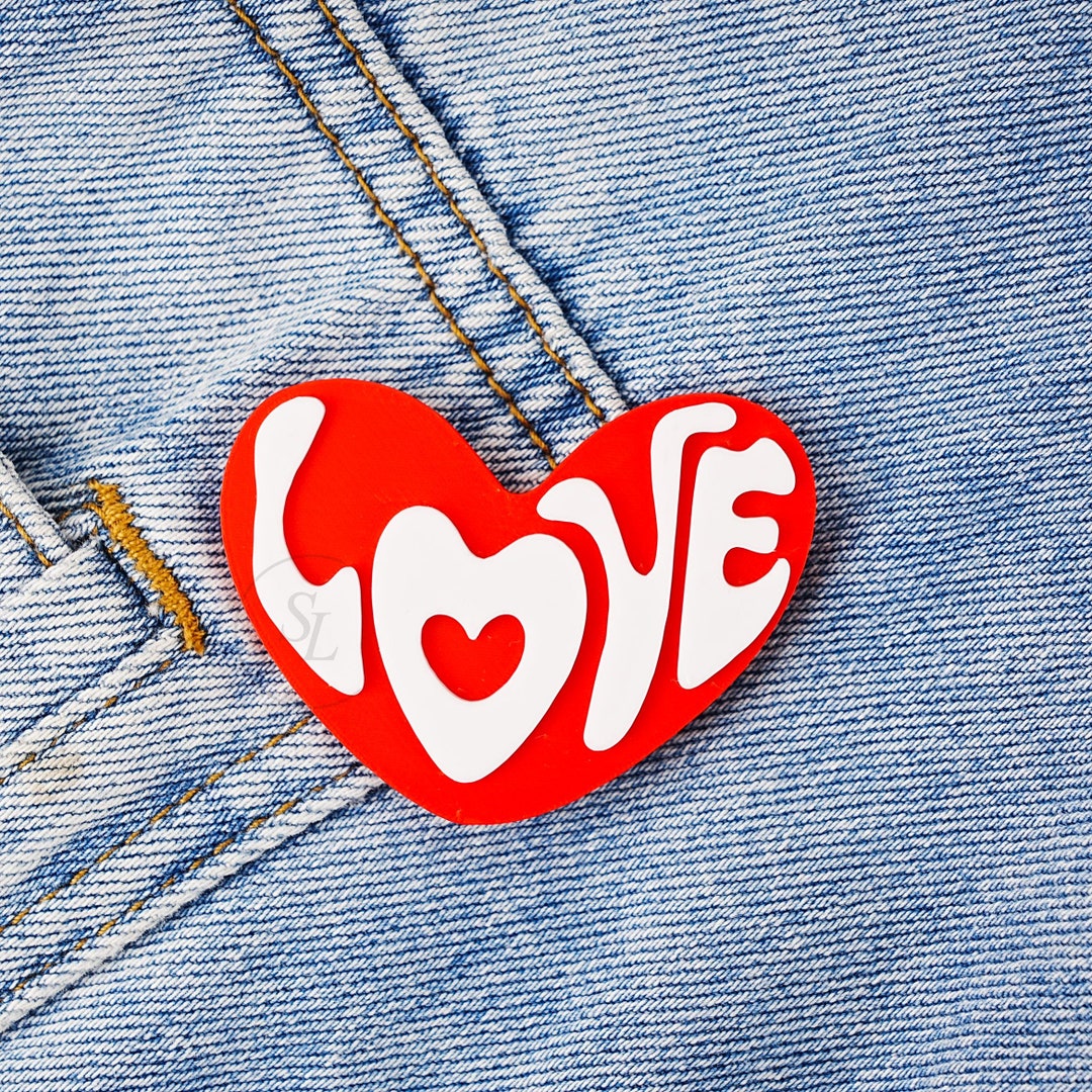 Valentine's Day Pin Brooch, 3D Printed LOVE Pin Brooch, Magnetic Pins ...