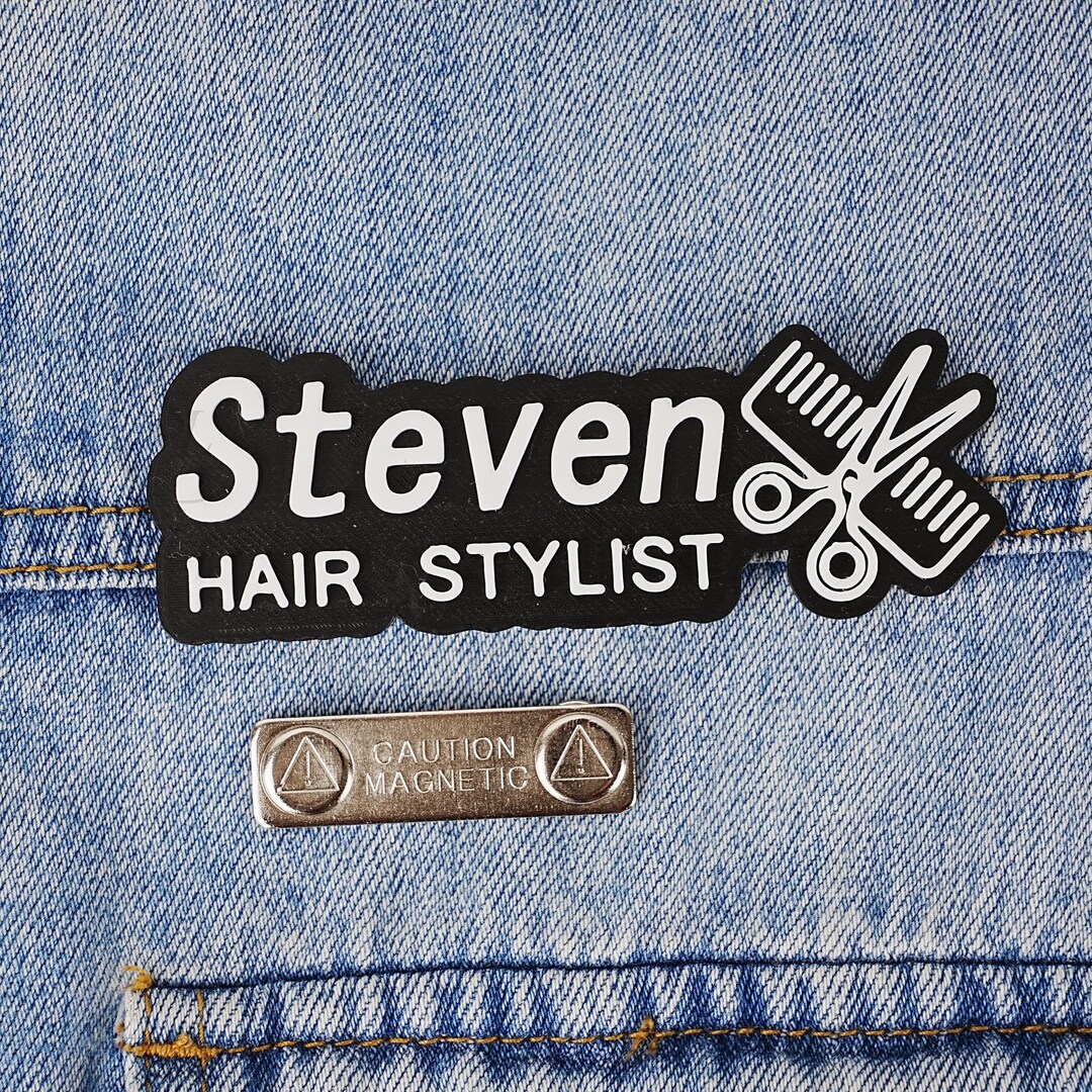 Hair Stylist Name Badge, Custom Hair Salon Name Tag, Personalized Work ...