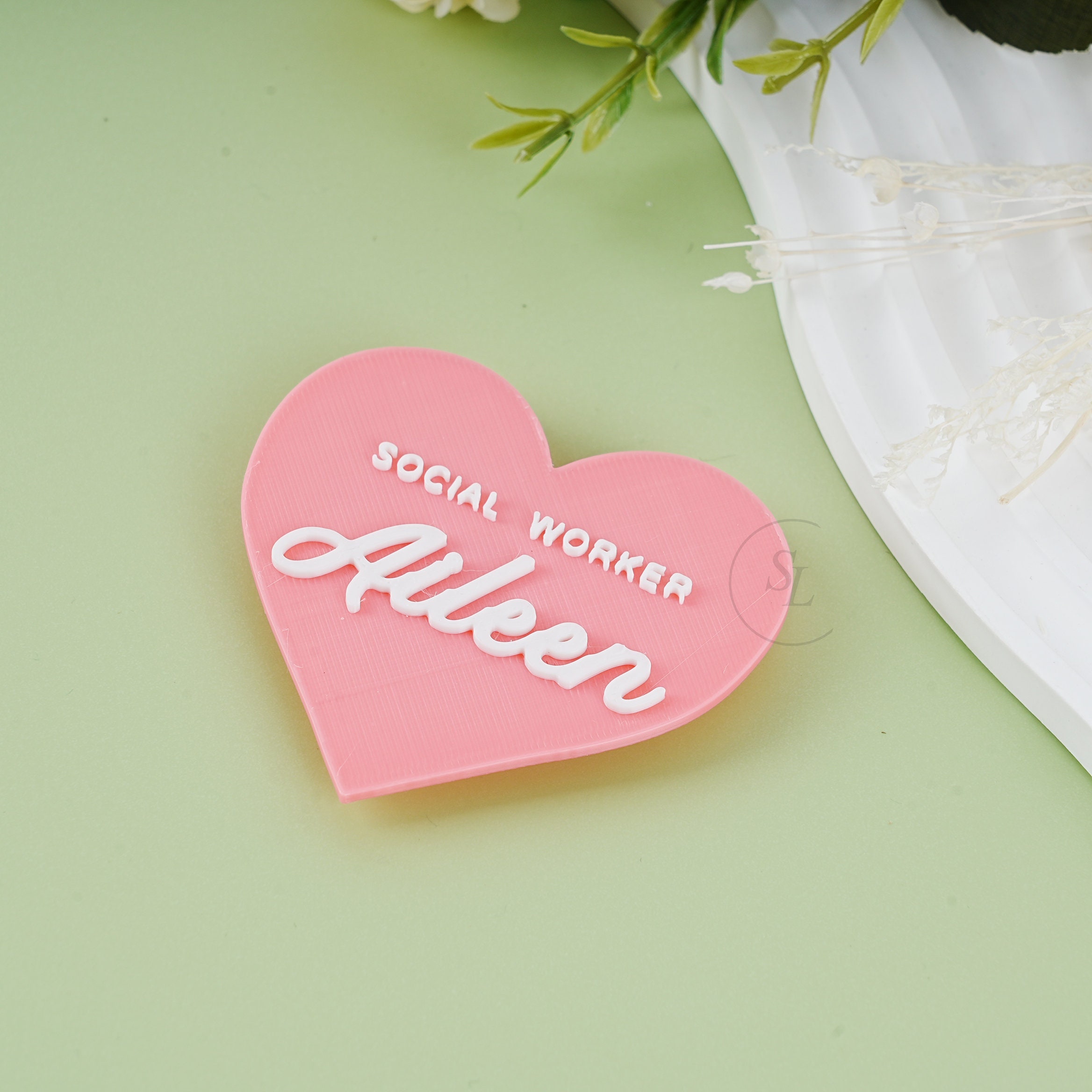 3D Printed Name Badge, Fun Heart Name Badge, Personalised Work Name Tag ...