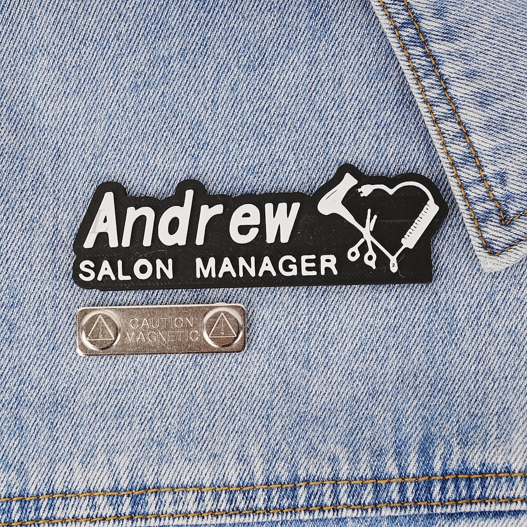 Custom Hair Salon Name Tag, Hair Stylist Name Badge, 3D Printed ...