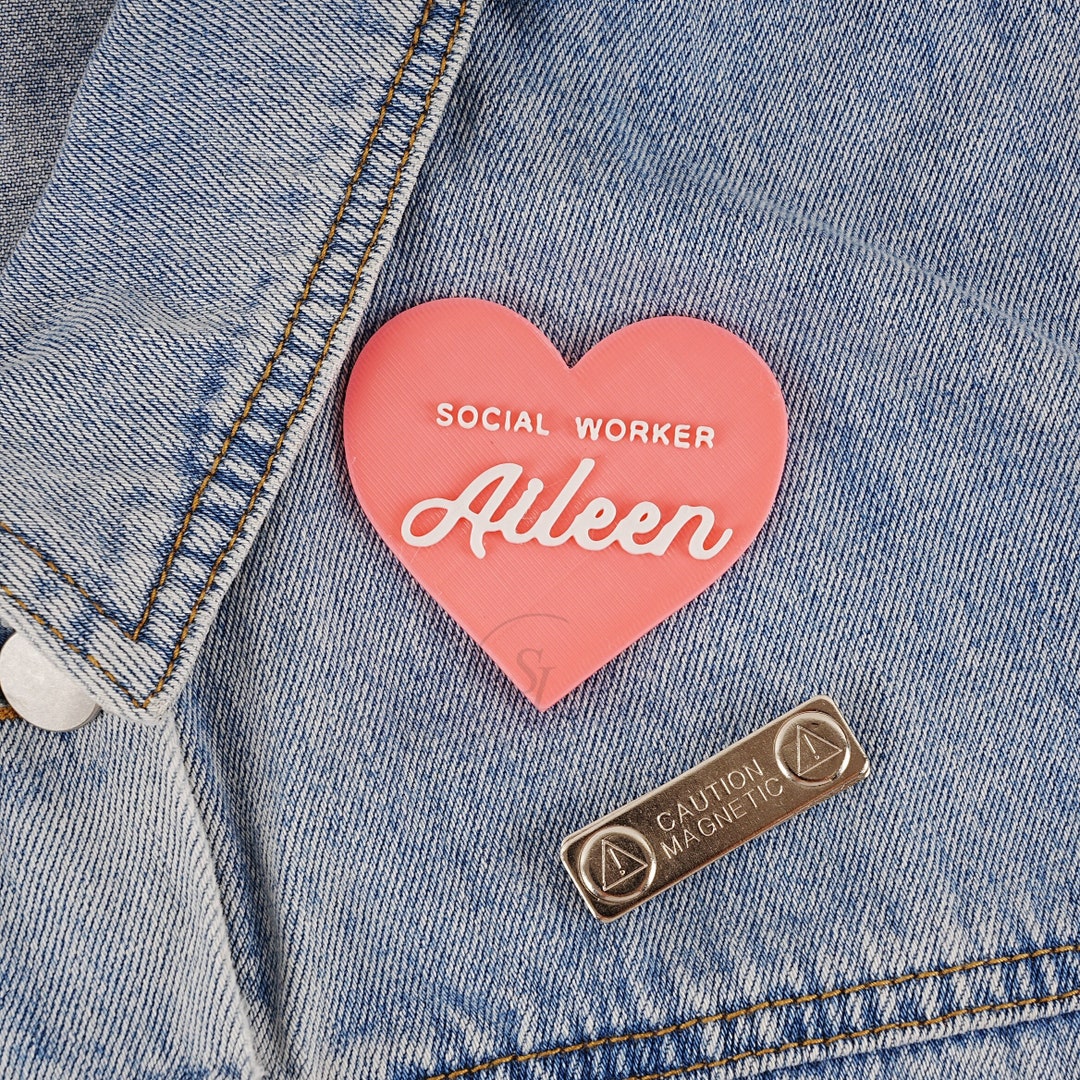 Cute Heart Name Badge, 3D Printed Name Tags, Custom Name Badge for ...