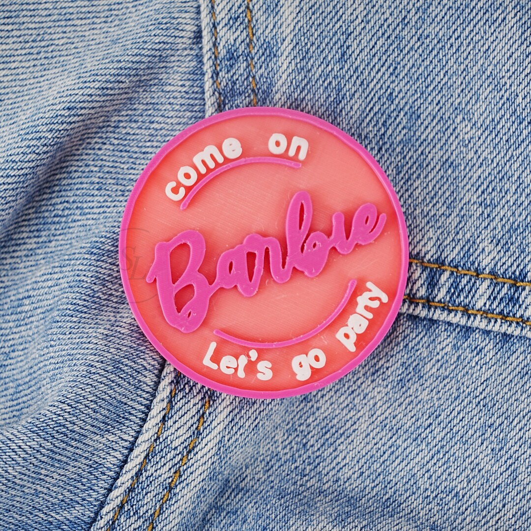 Pink Barbie Badges, Barbie Name Tag, Magnetic Pin Brooch, 3D Printed ...