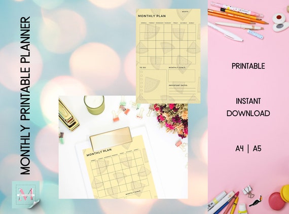 Monthly Printable Planner Self Care Planner - Etsy